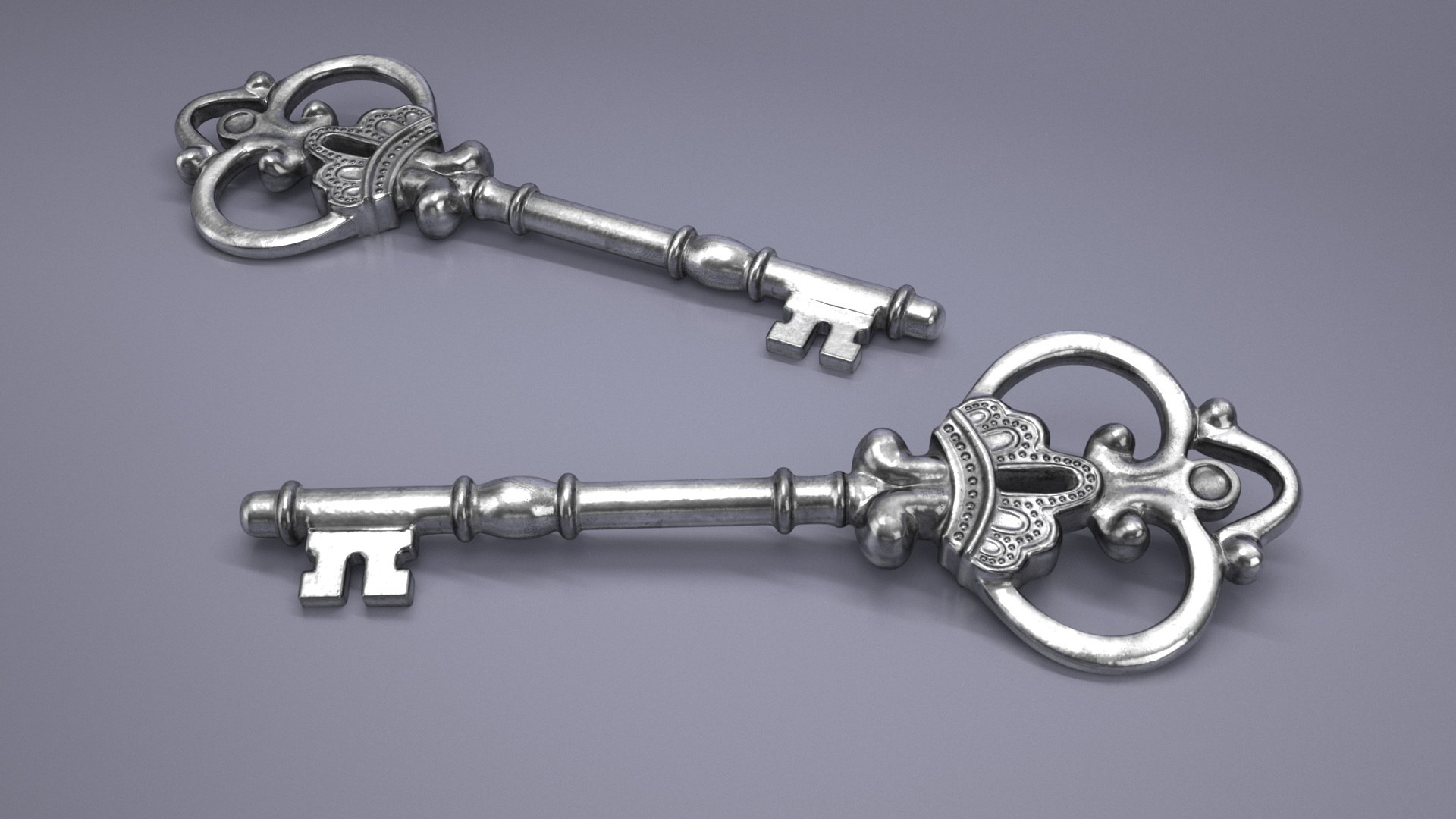 3D Decorative Skeleton Key Silver - TurboSquid 2246320