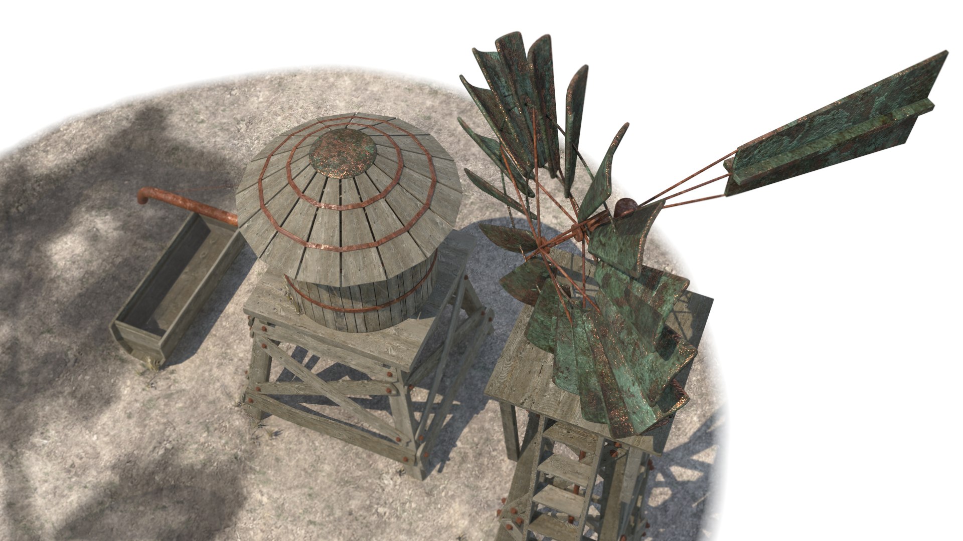 Wild West Wind Mill And Water Tank 3D - TurboSquid 2098410