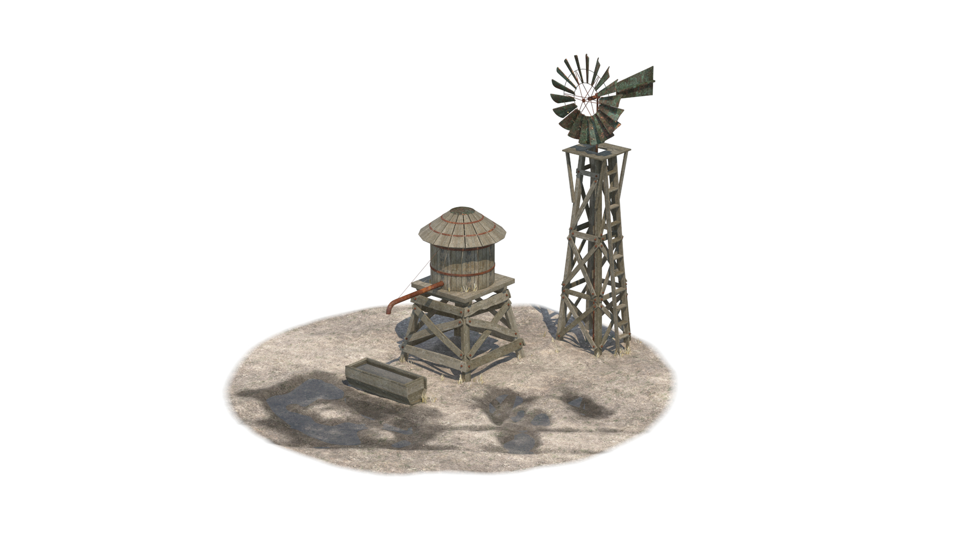 Wild West Wind Mill And Water Tank 3D - TurboSquid 2098410