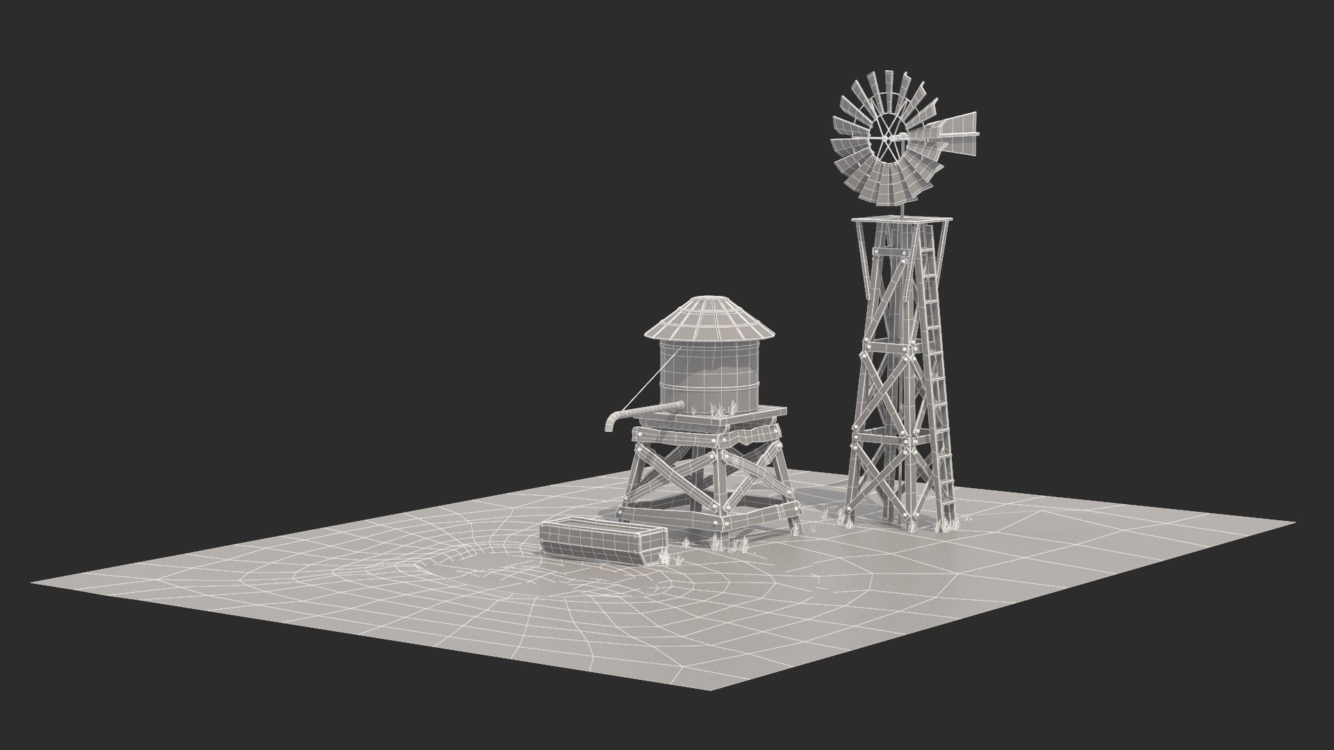Wild West Wind Mill And Water Tank 3D - TurboSquid 2098410
