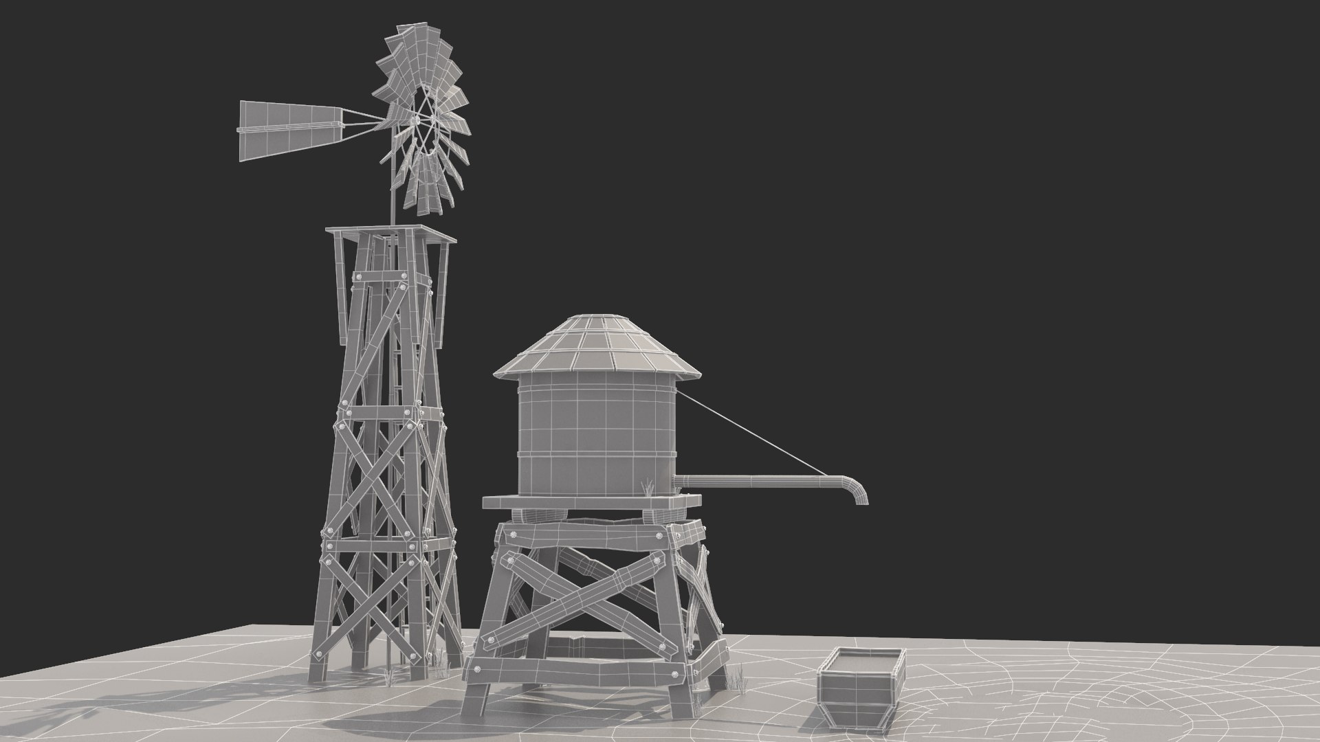 Wild West Wind Mill And Water Tank 3D - TurboSquid 2098410