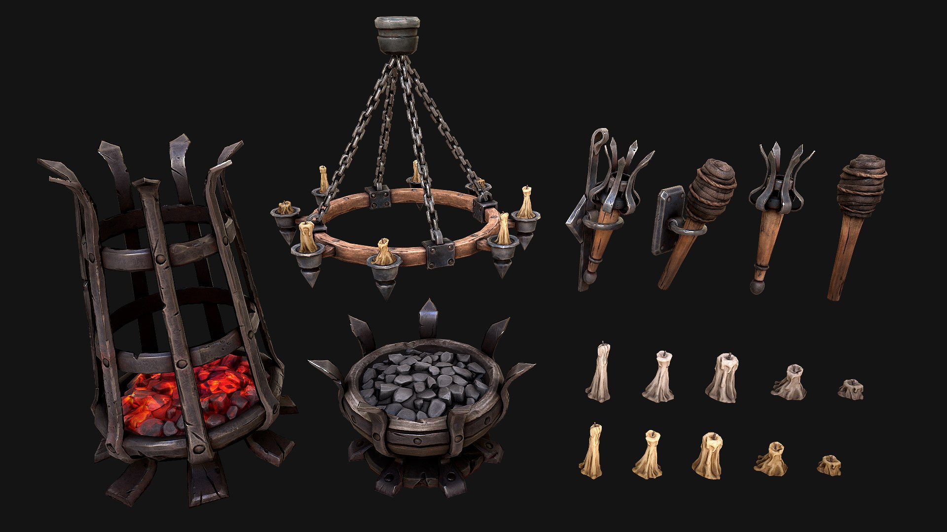 Medieval Prison Lighting Set model - TurboSquid 2022277