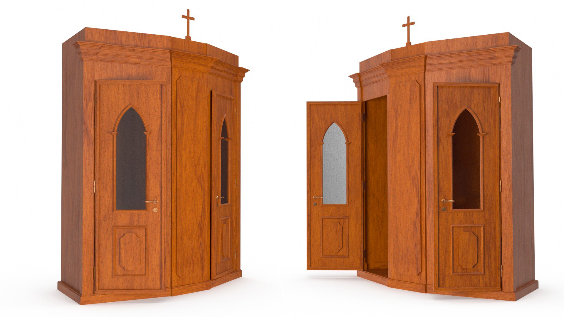 3D Church Confessional Booth Open - TurboSquid 2240457