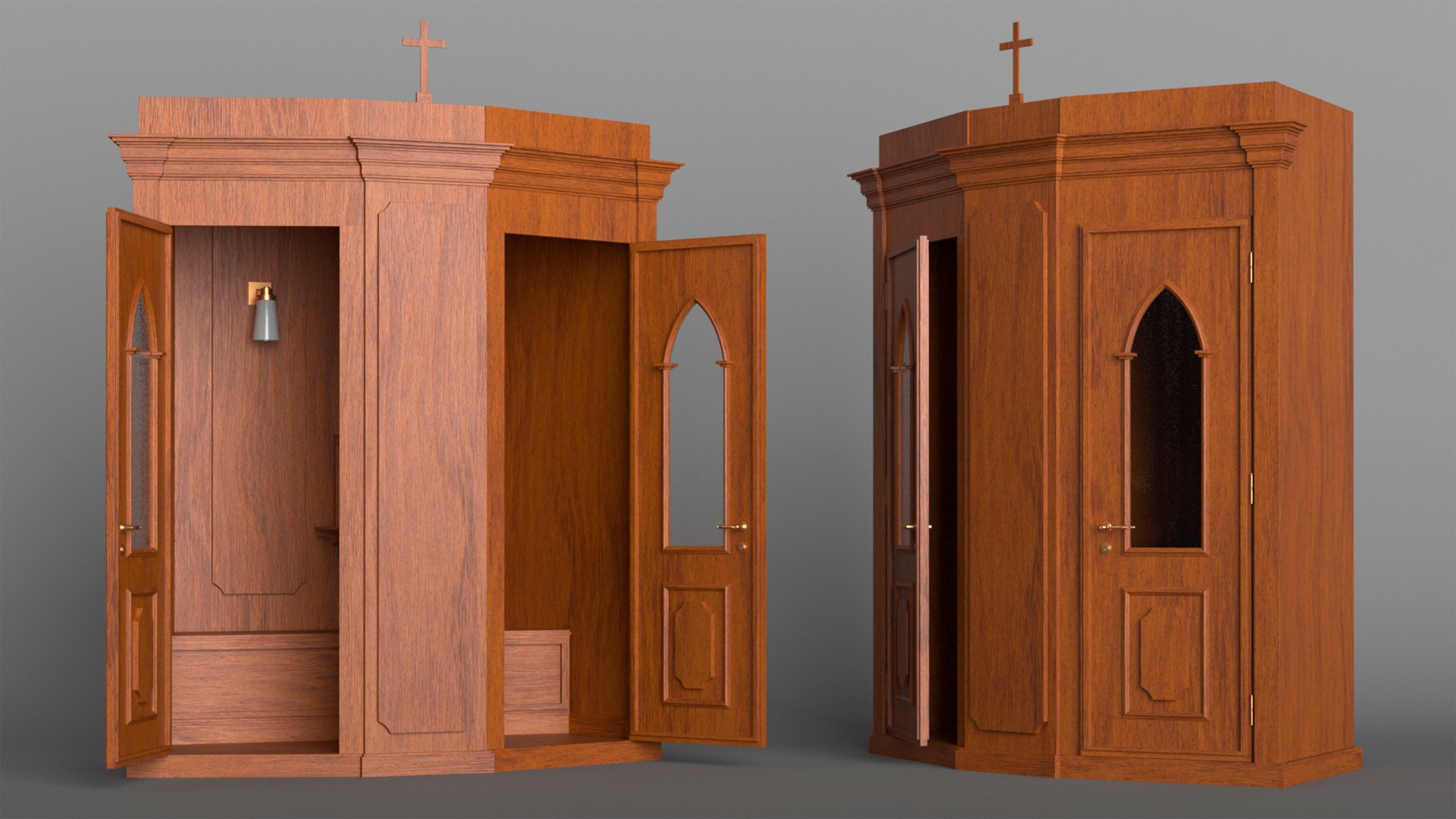 3D Church Confessional Booth Open - TurboSquid 2240457