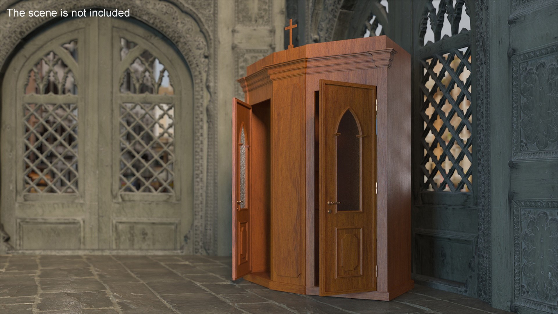 3D Church Confessional Booth Open - TurboSquid 2240457