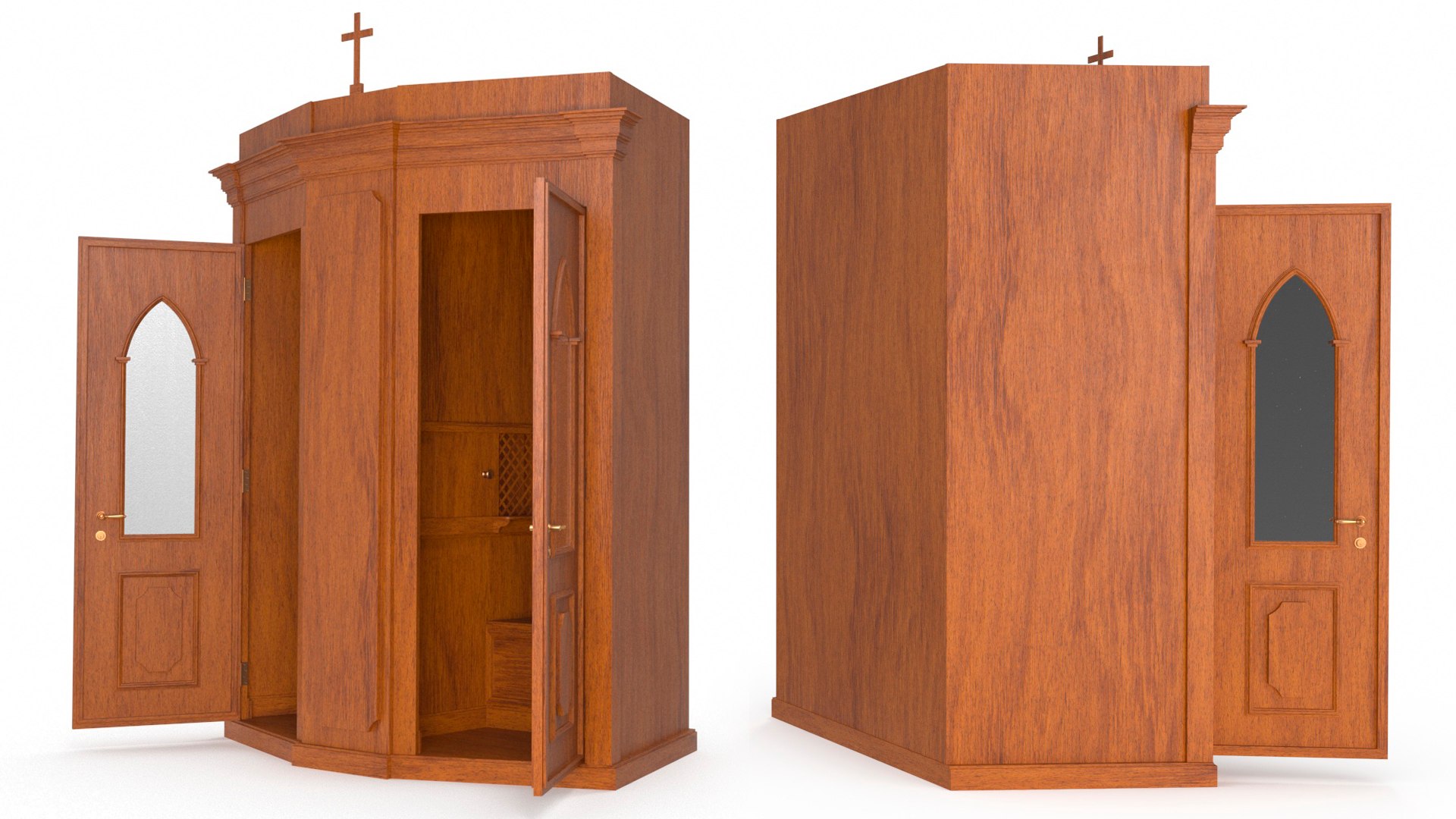 3D Church Confessional Booth Open - TurboSquid 2240457