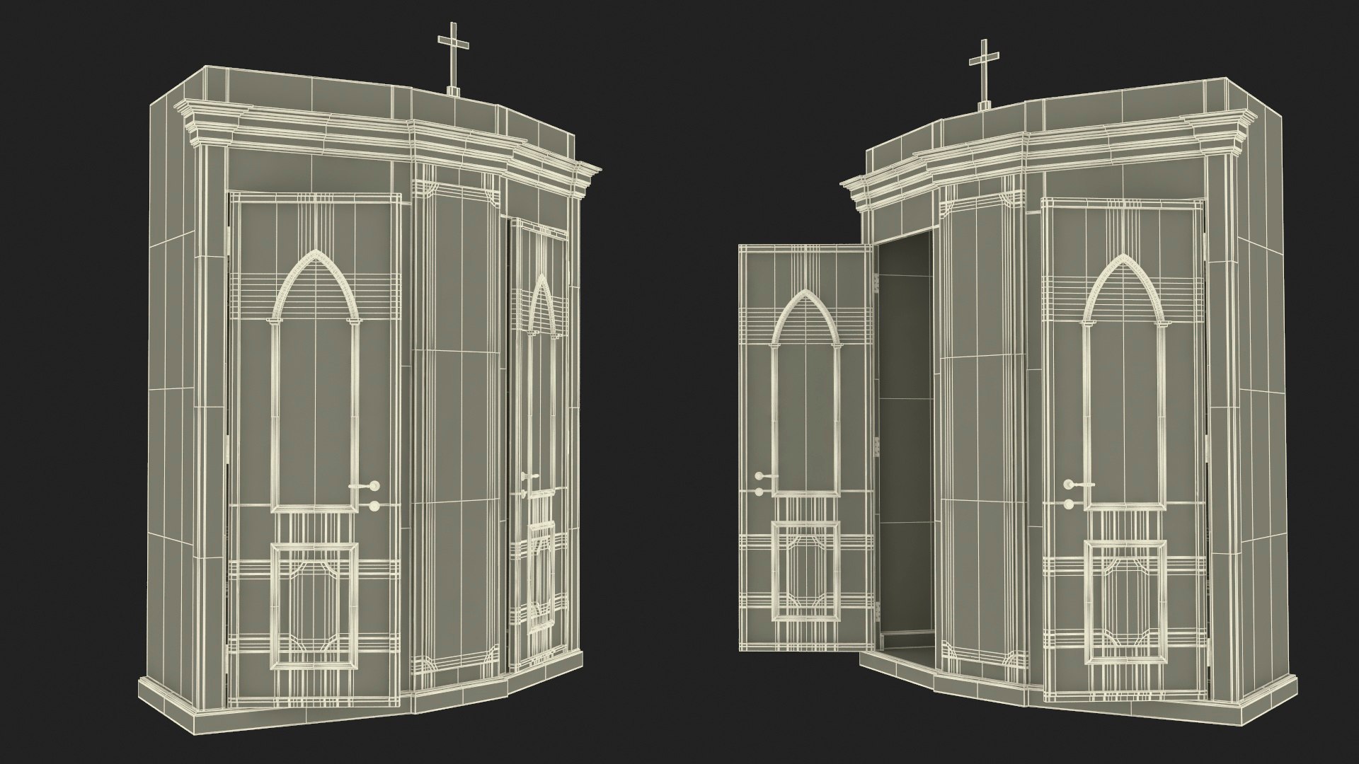 3D Church Confessional Booth Open - TurboSquid 2240457