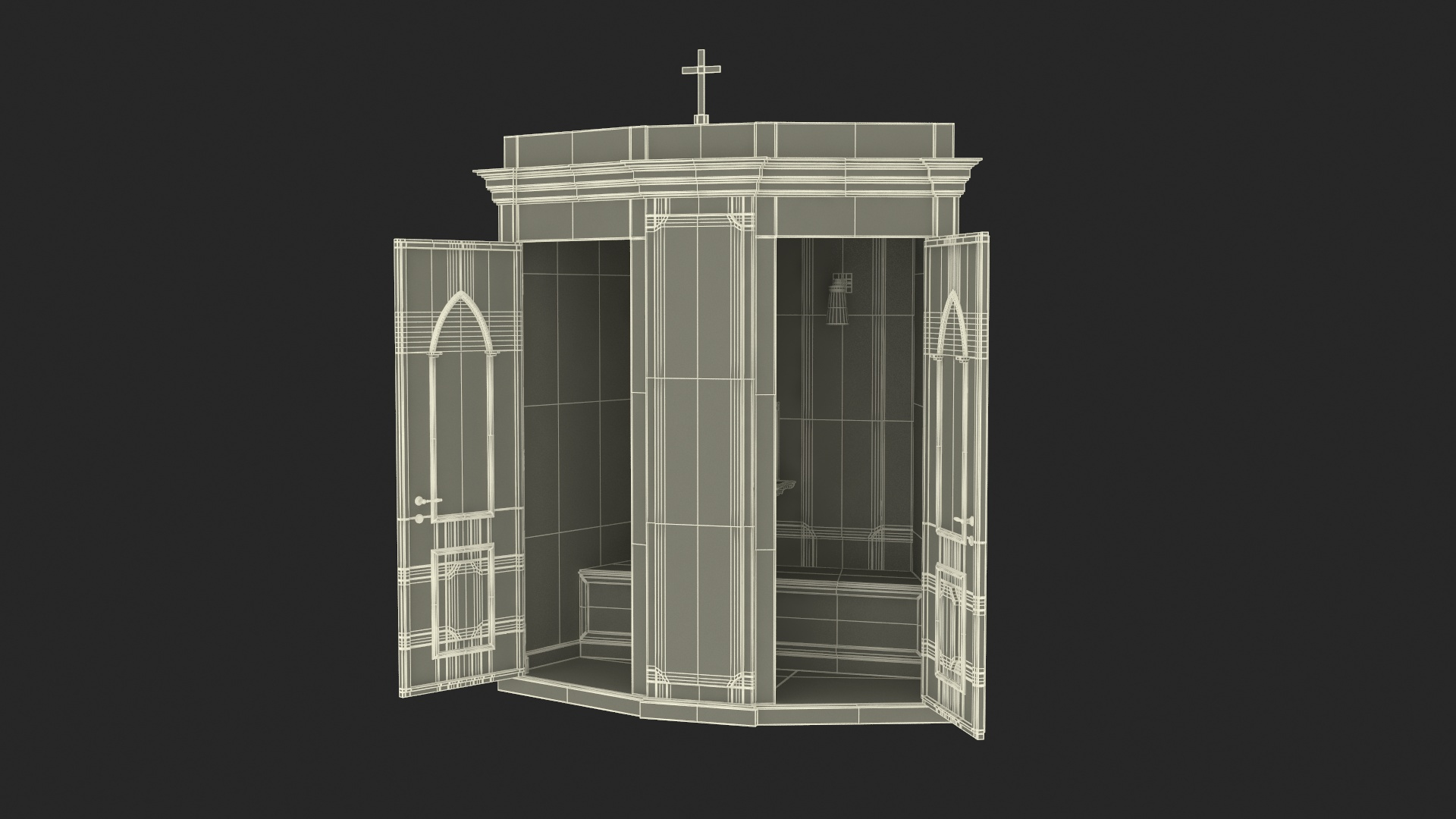3D Church Confessional Booth Open - TurboSquid 2240457