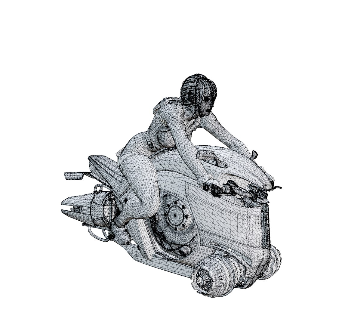 Girl Warrior Motorcycle Cyber 3D Model - TurboSquid 2482960