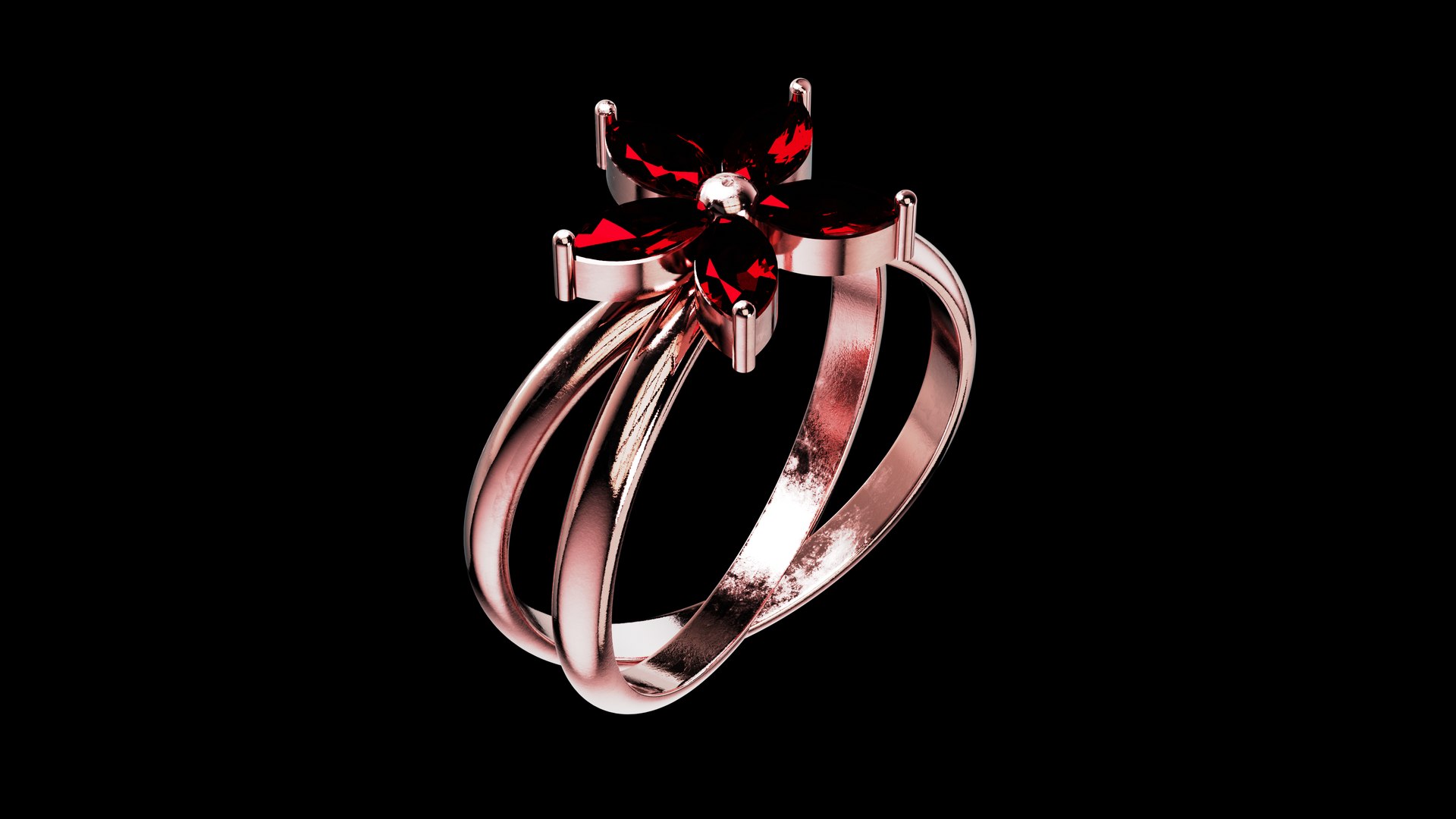 Five Pointed Star Flower Ring Model - TurboSquid 2014142