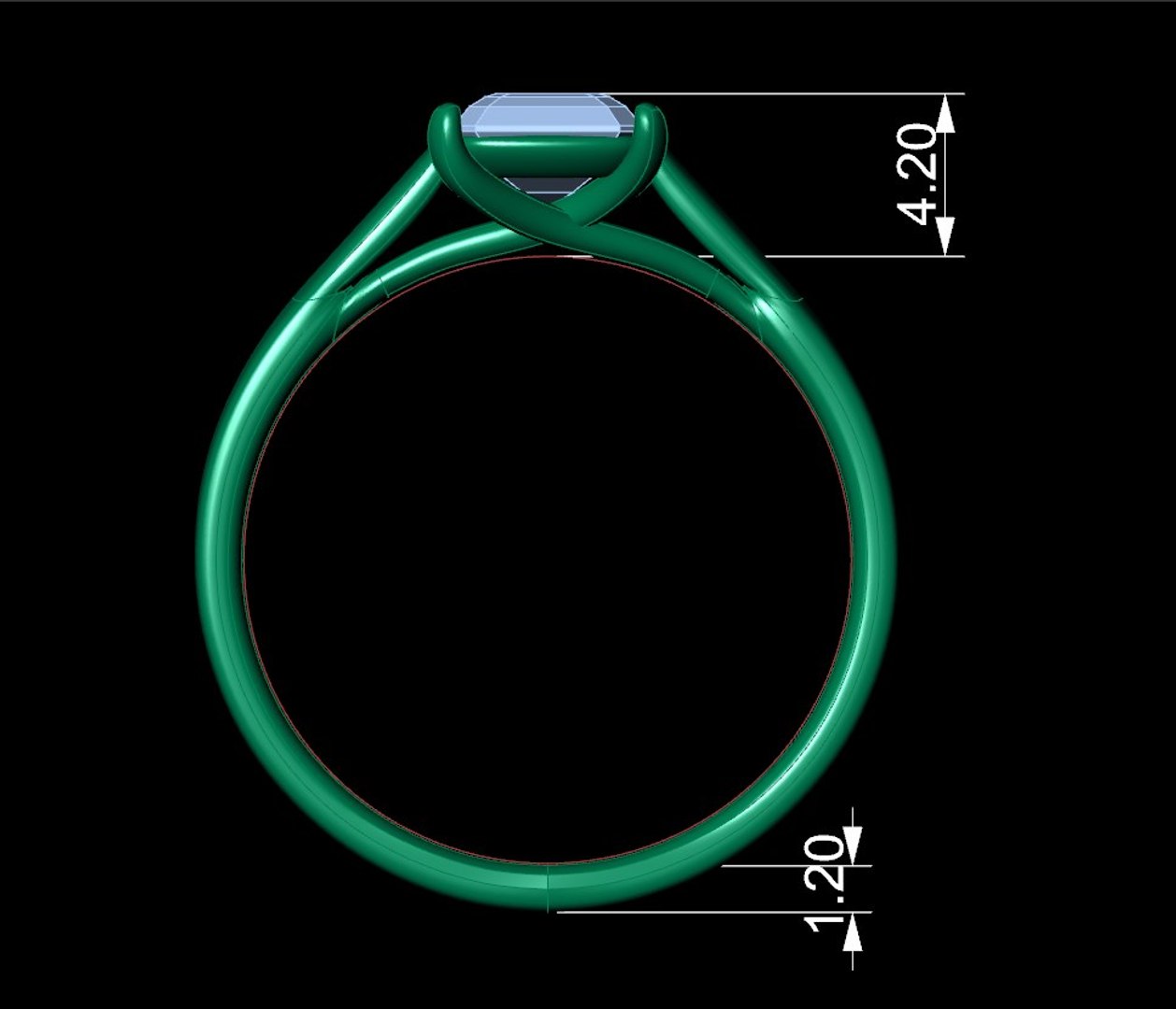 3D Emerald Cut Engagement Ring 3D CAD Model-O1-105 3D Print Model Model ...