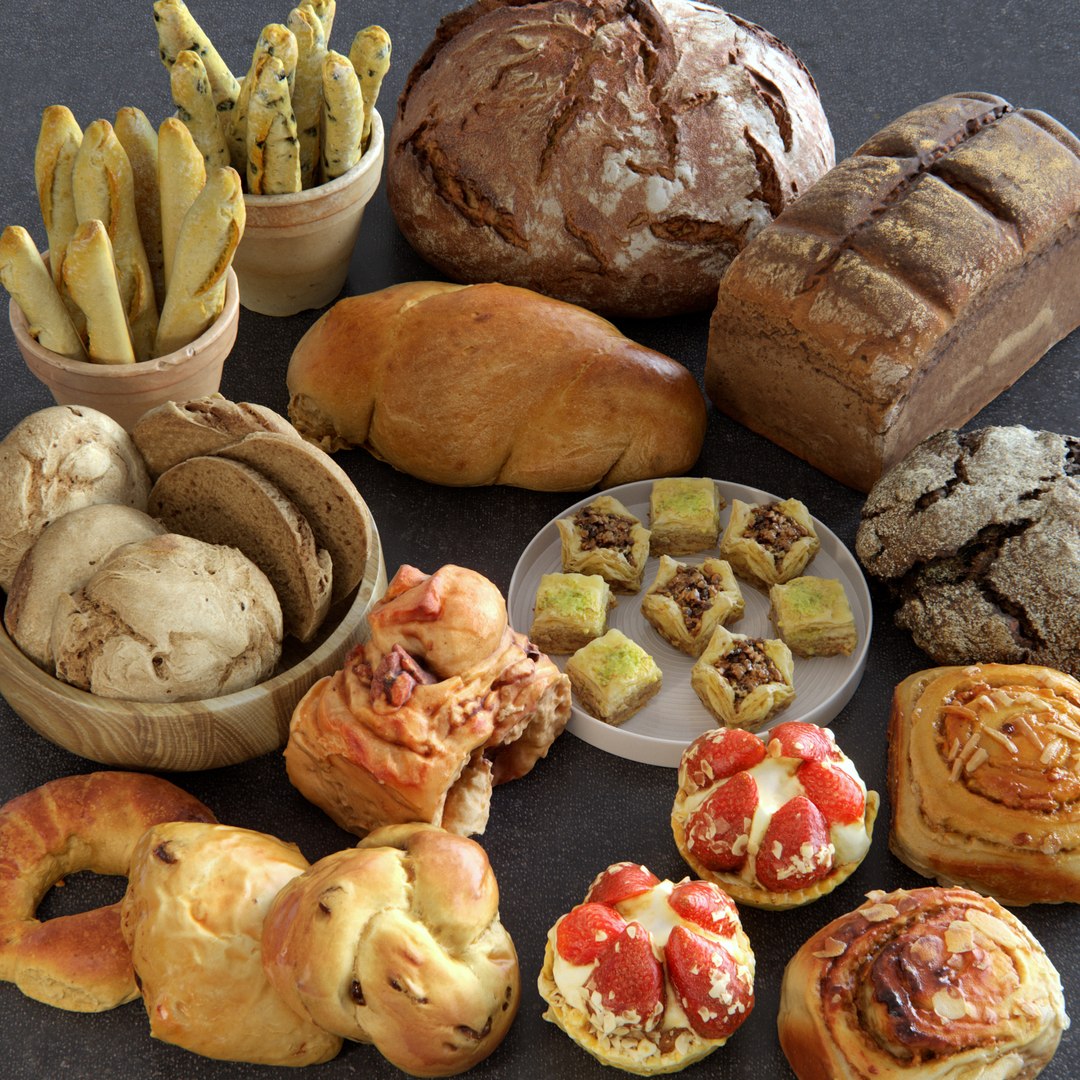 3d model food bread assets