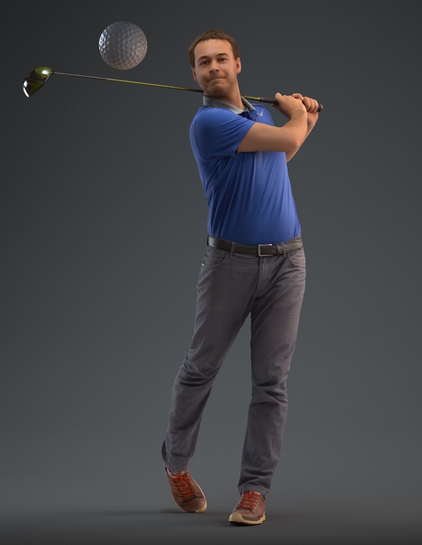 3d Model Player Golf Pre-posed
