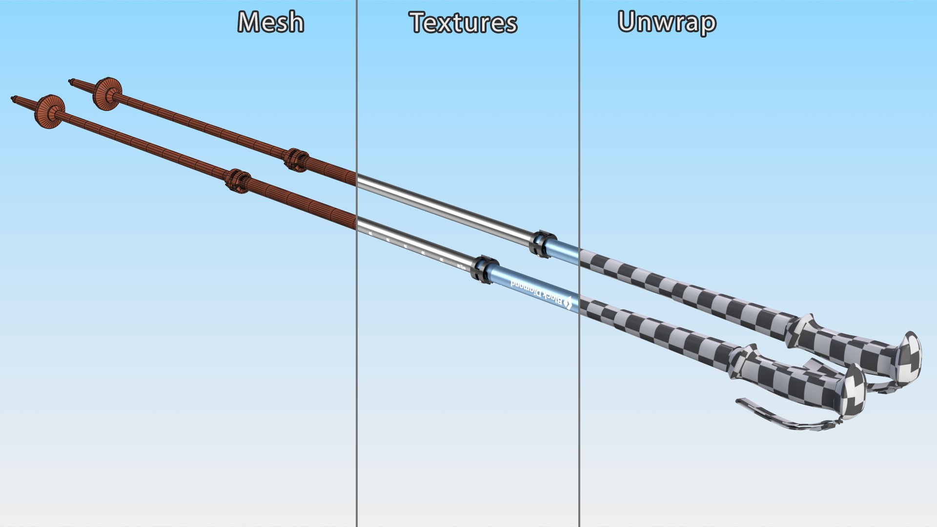 Hiking Poles Collection 3D Model - TurboSquid 2093619