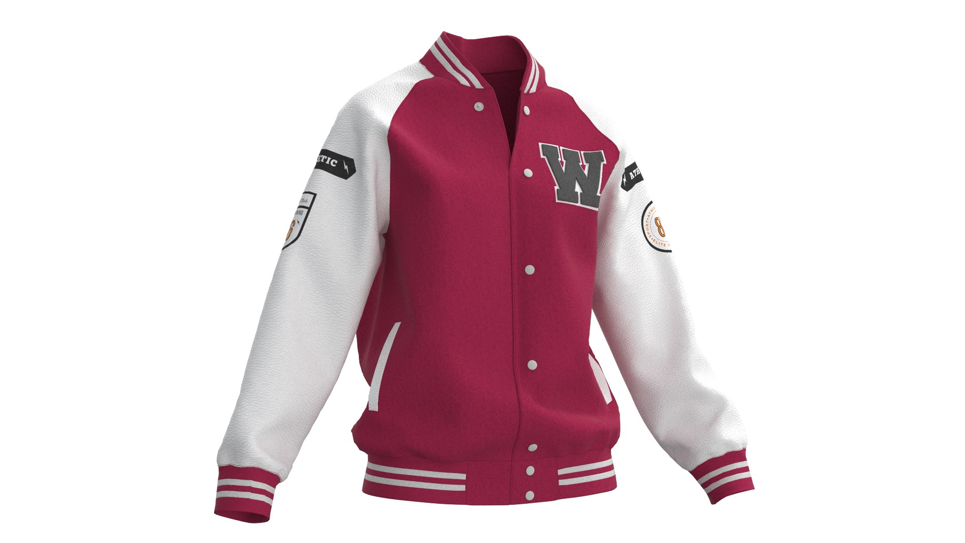 Female Raglan Varsity Jacket Model - TurboSquid 2200685