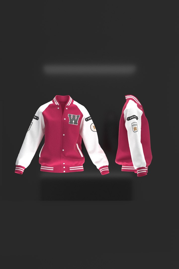 Female Raglan Varsity Jacket Model - TurboSquid 2200685