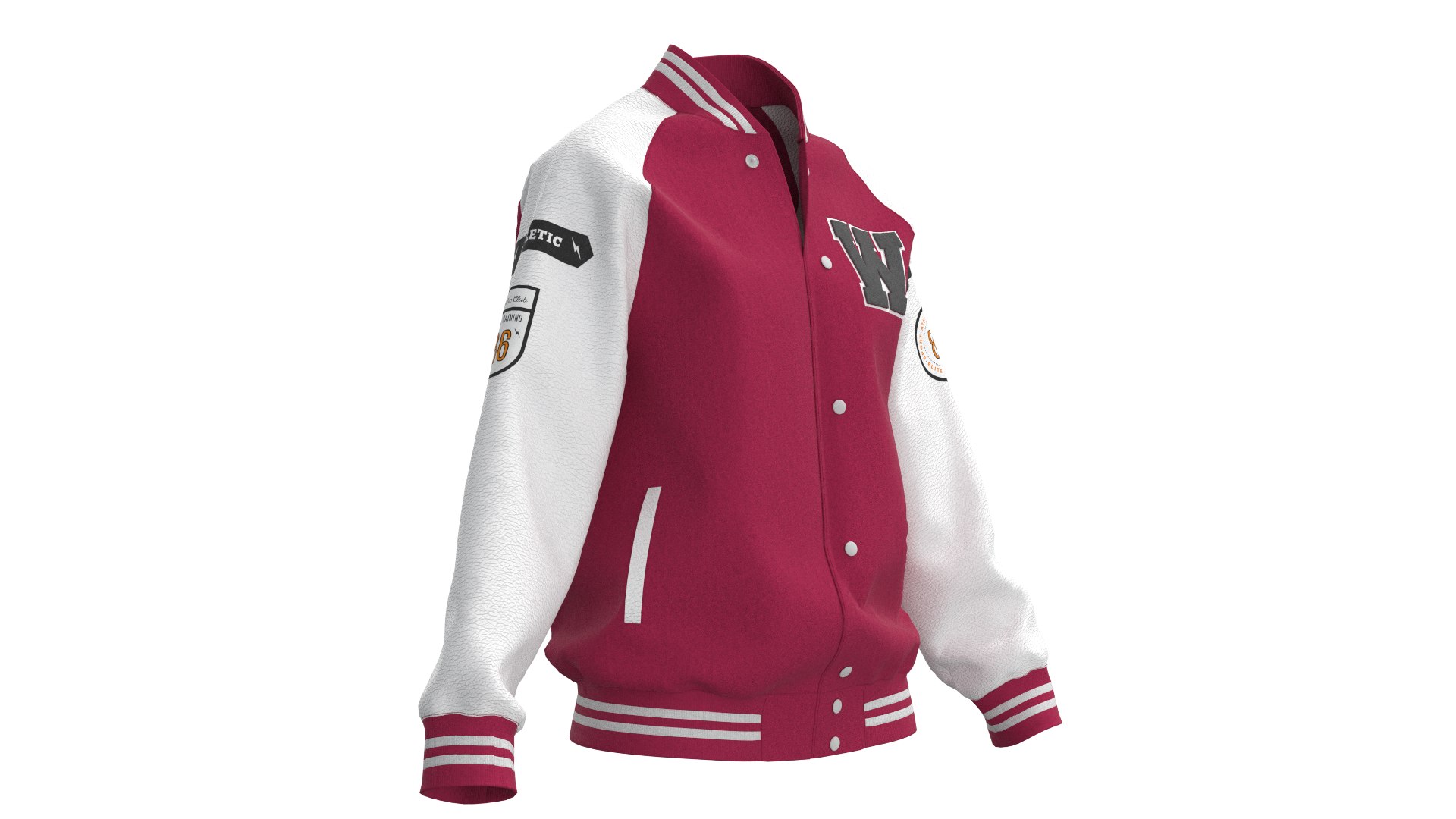 Female Raglan Varsity Jacket Model - TurboSquid 2200685