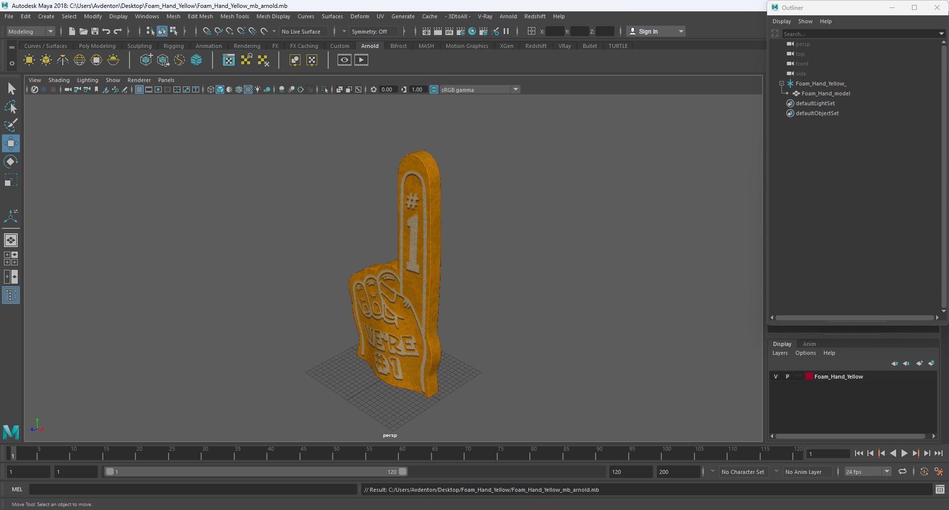 3D Foam Hand Yellow - TurboSquid 2277724