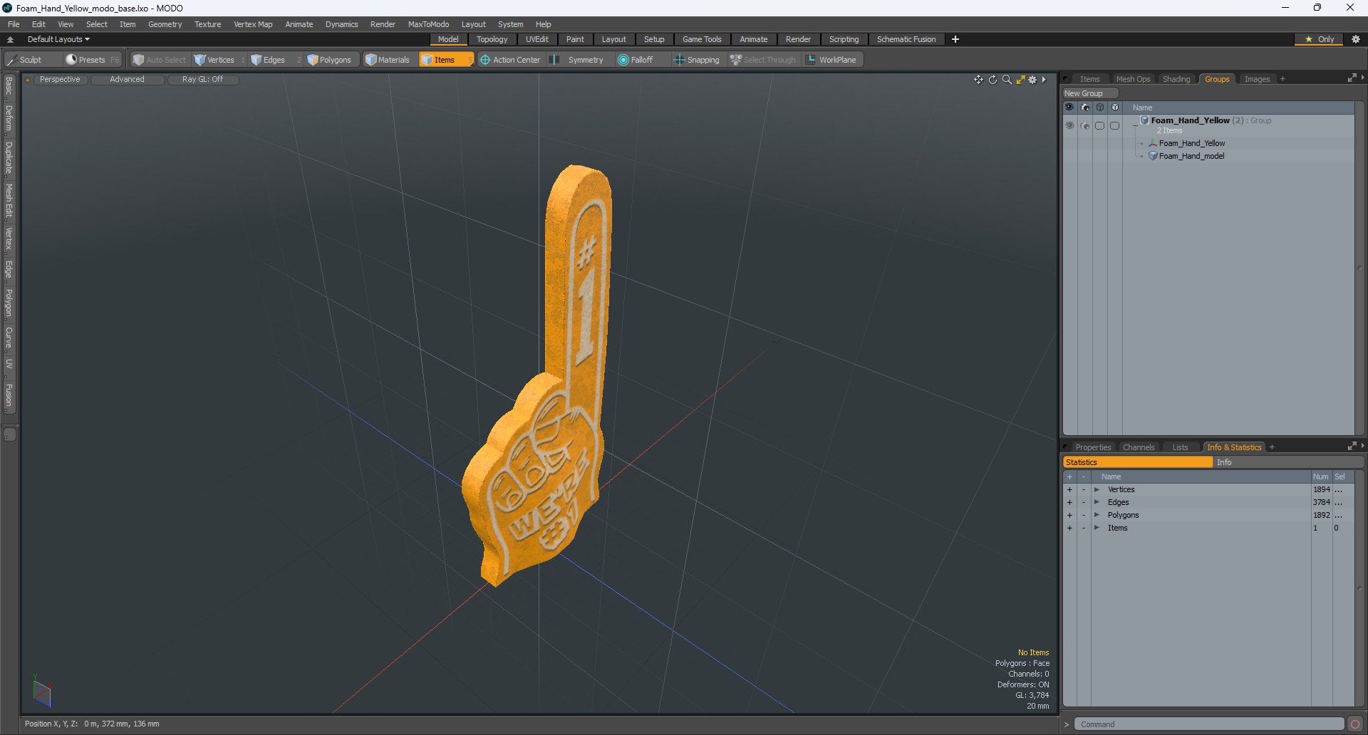 3D Foam Hand Yellow - TurboSquid 2277724