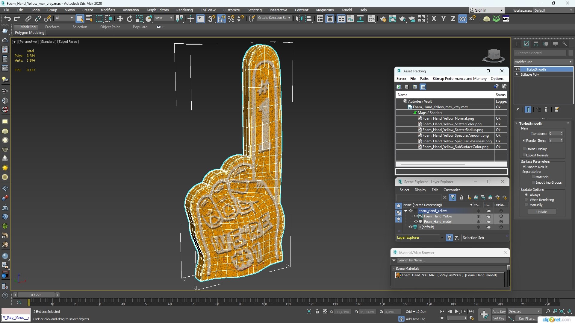 3D Foam Hand Yellow - TurboSquid 2277724