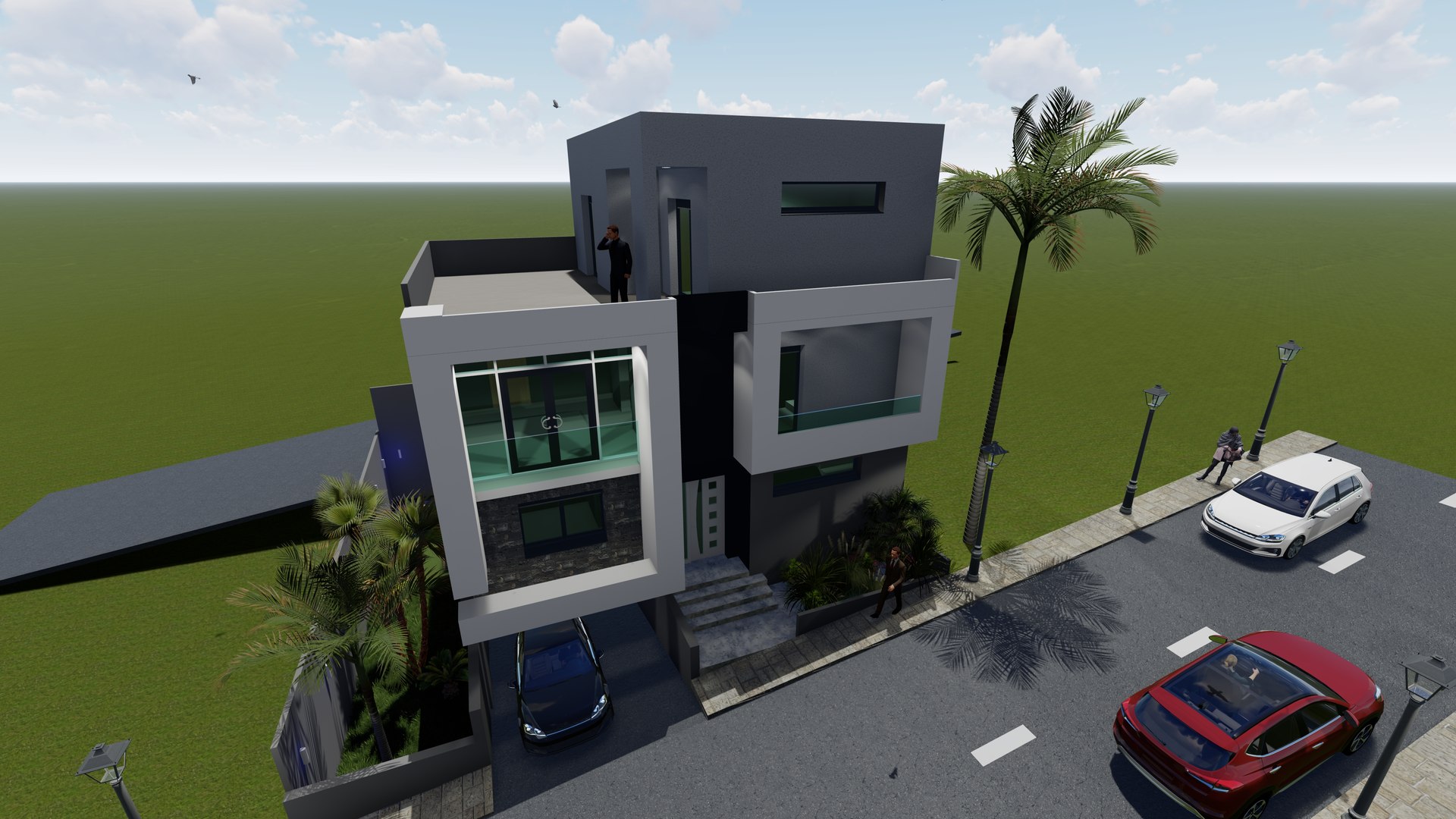 Modern house exterior design 3D model - TurboSquid 1763258