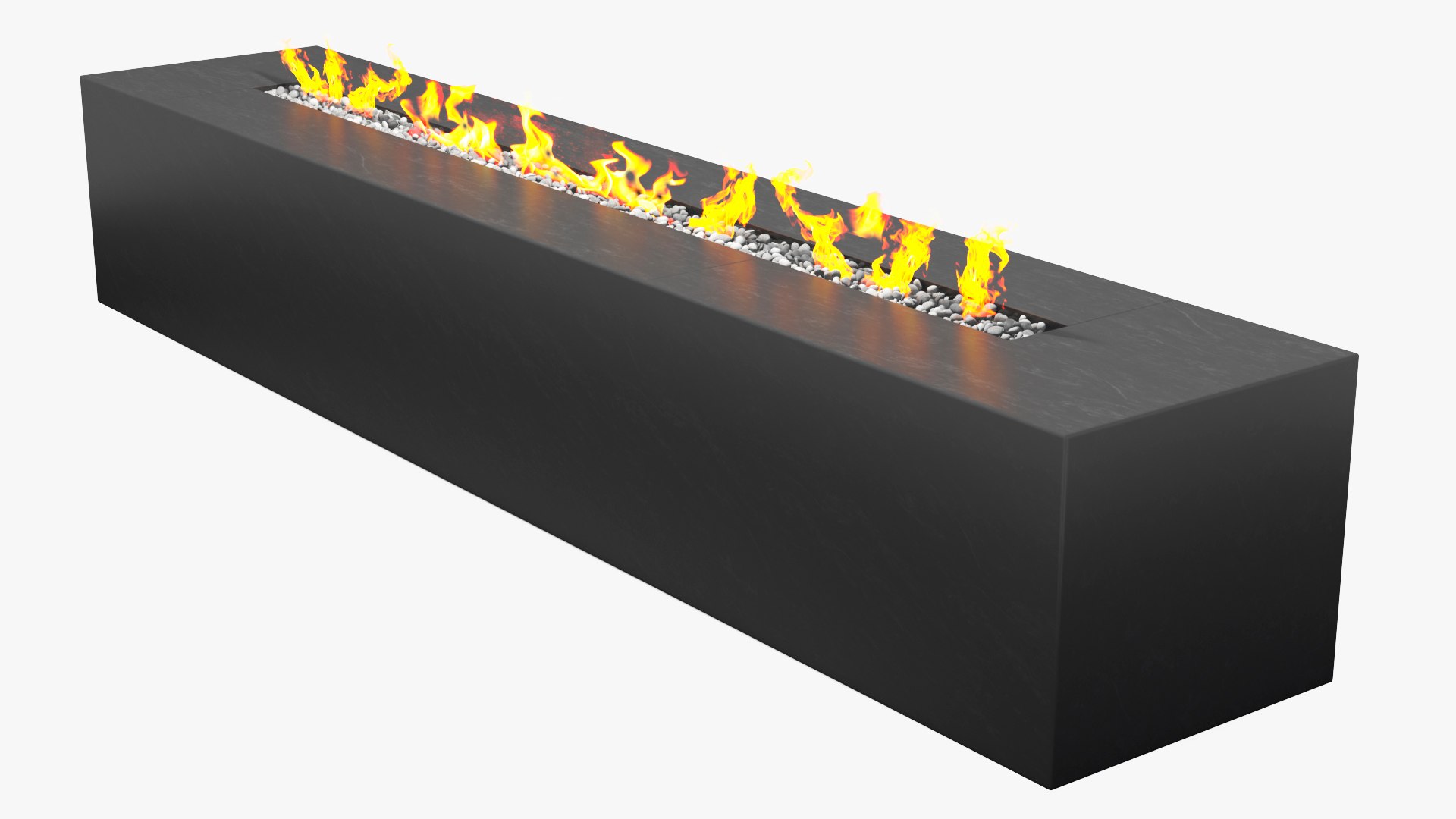 3D Gas Fire Pit Rectangular Marble Black - TurboSquid 2222442