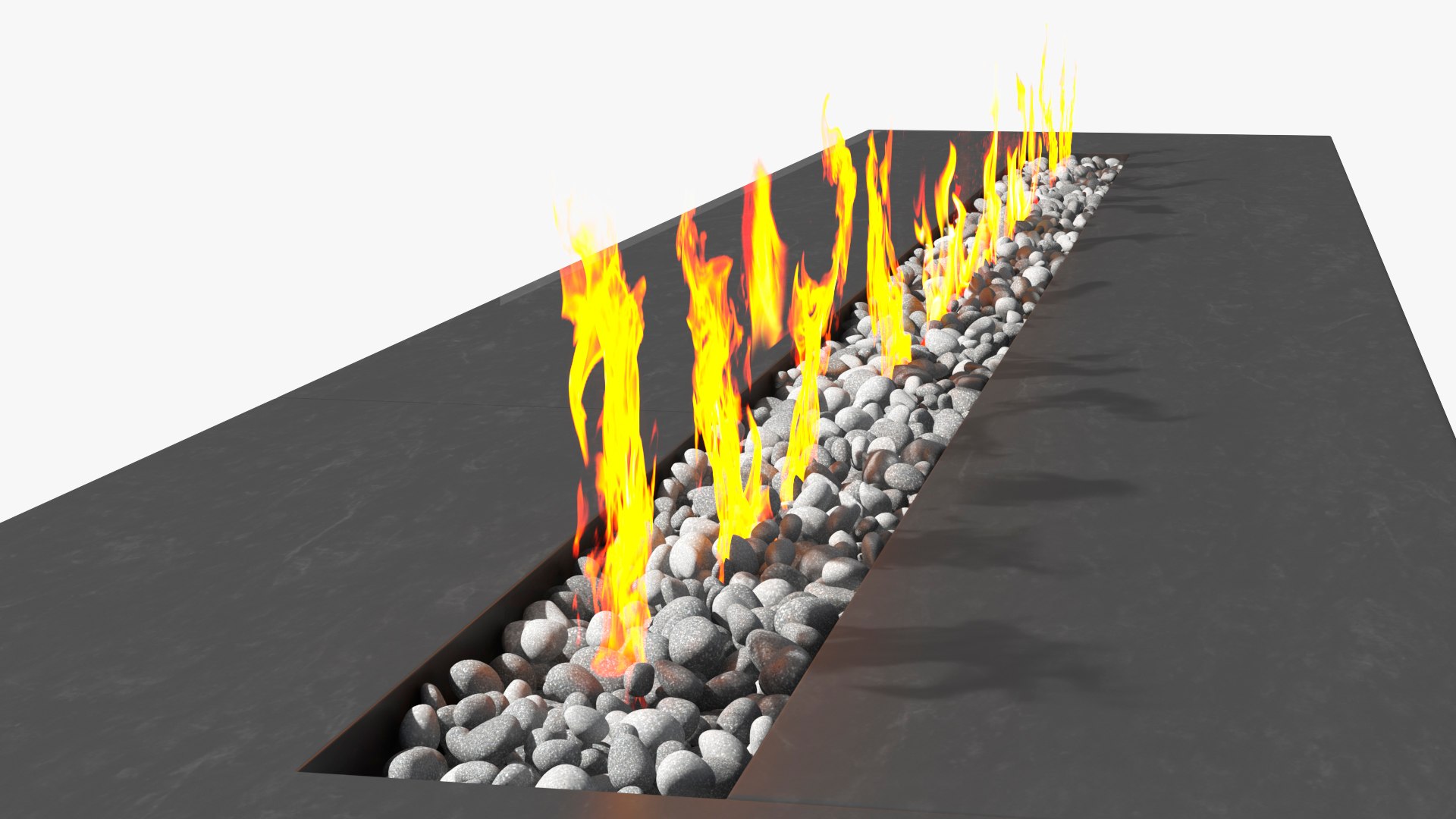 3D Gas Fire Pit Rectangular Marble Black - TurboSquid 2222442