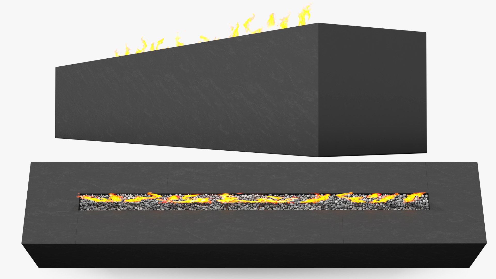3D Gas Fire Pit Rectangular Marble Black - TurboSquid 2222442