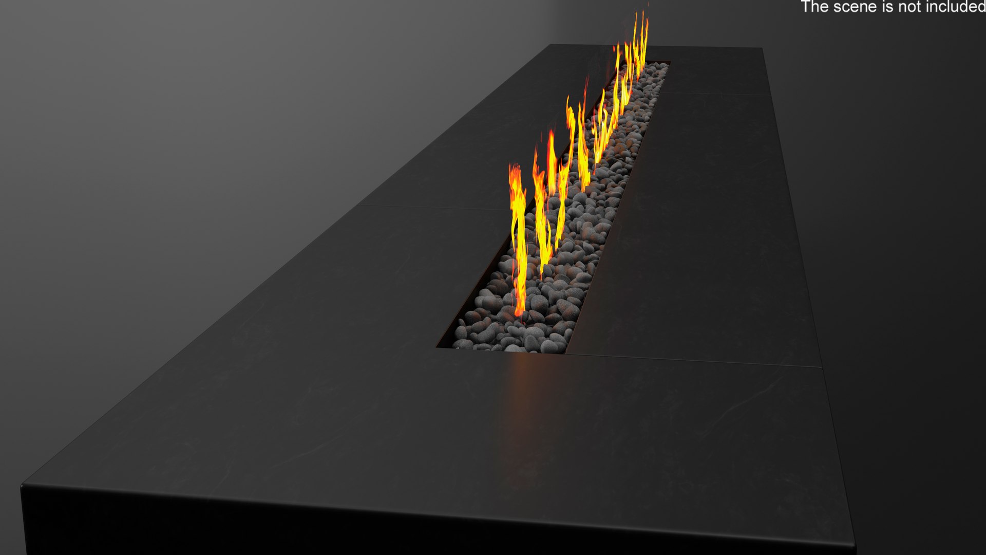 3D Gas Fire Pit Rectangular Marble Black - TurboSquid 2222442
