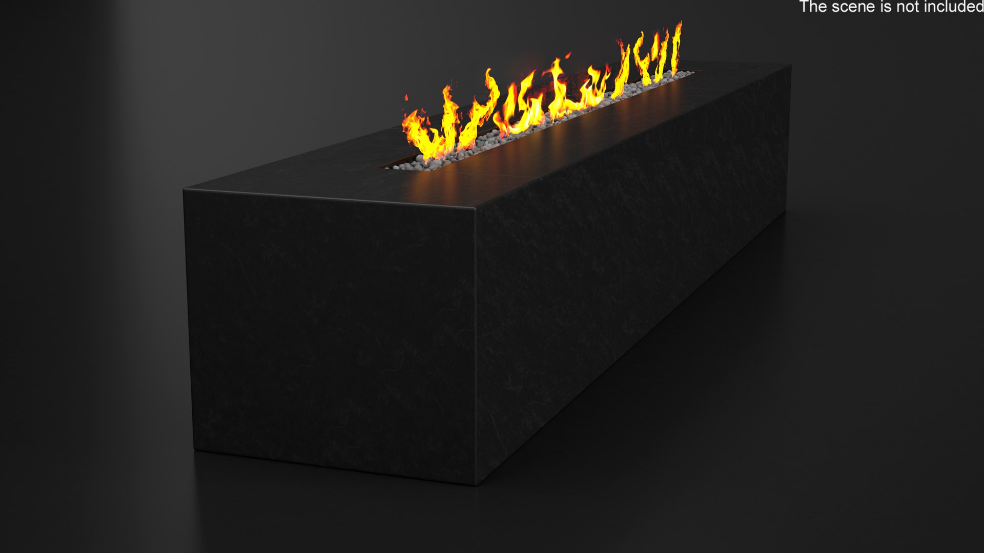 3D Gas Fire Pit Rectangular Marble Black - TurboSquid 2222442