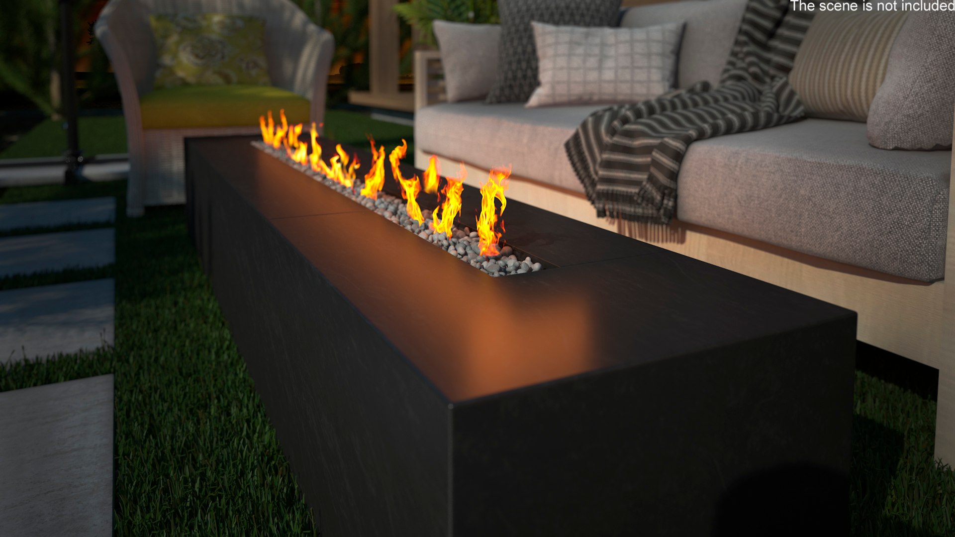 3D Gas Fire Pit Rectangular Marble Black - TurboSquid 2222442