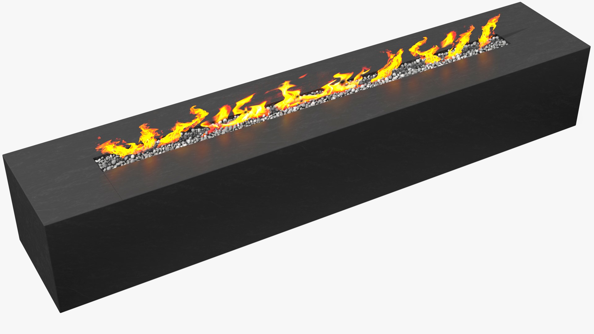 3D Gas Fire Pit Rectangular Marble Black - TurboSquid 2222442