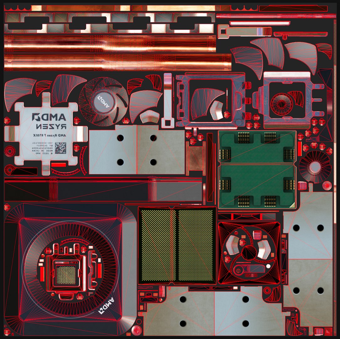 Realistic CPU - AM5 Socket And Cooler - Game Ready - 4K - PBR Low-poly ...