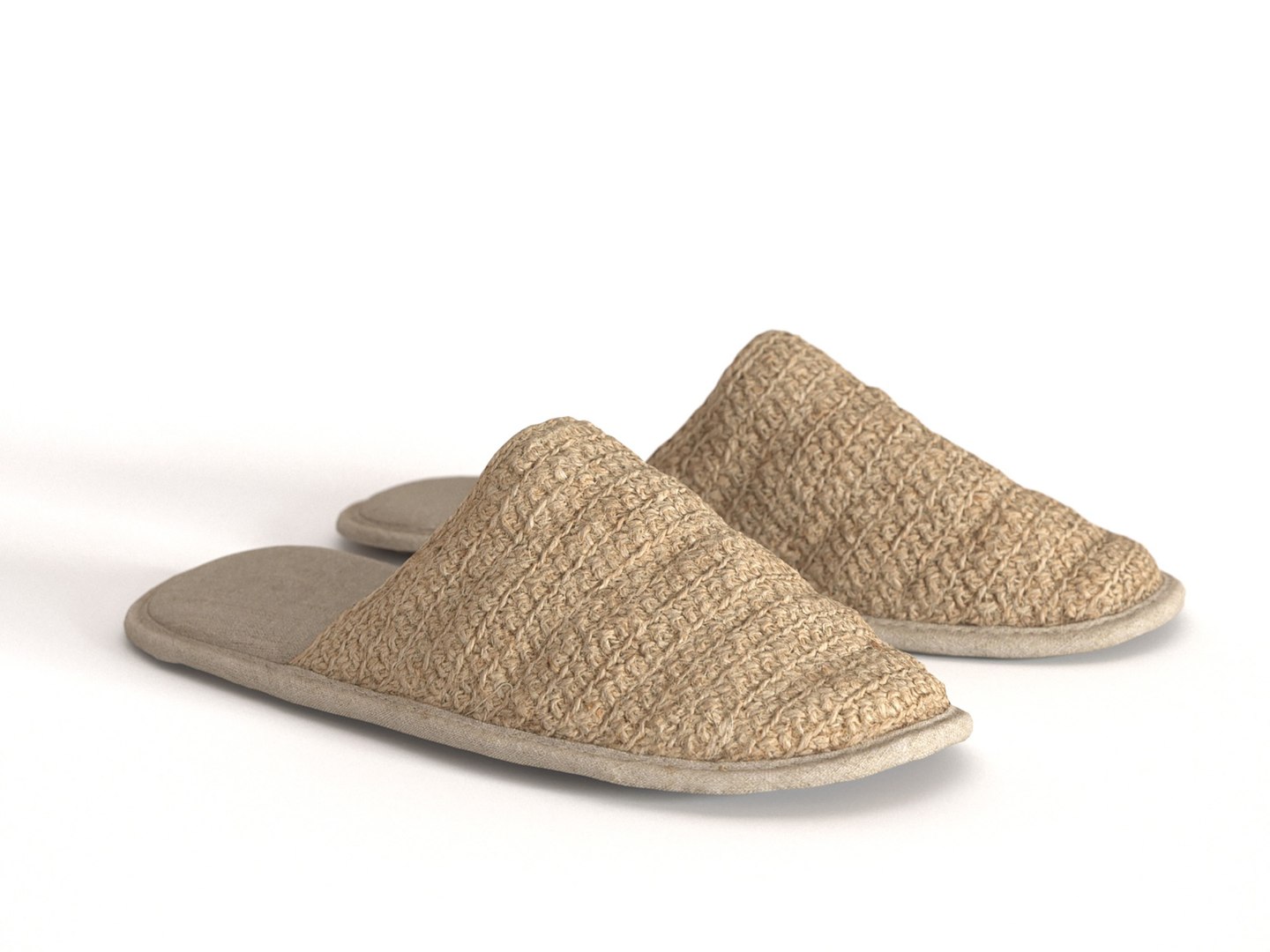 Linen And Jute Slippers 3D Model - TurboSquid 2152360