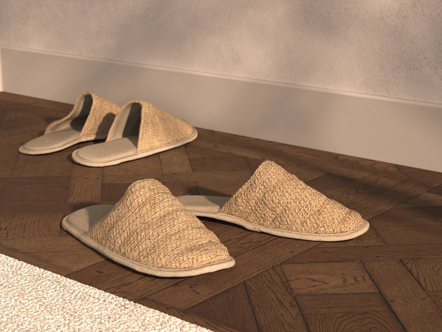 Linen And Jute Slippers 3D Model - TurboSquid 2152360