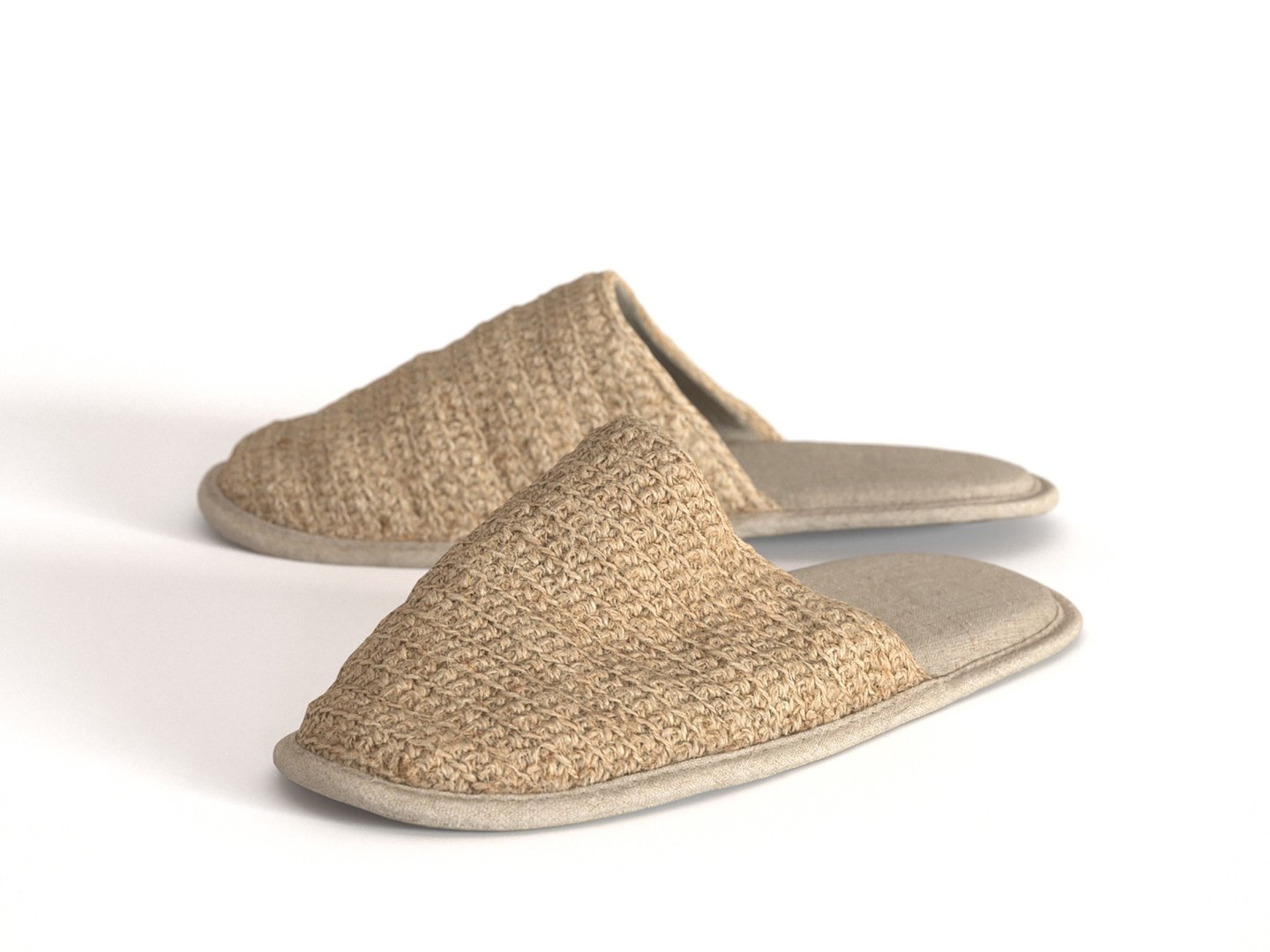 Linen And Jute Slippers 3D Model - TurboSquid 2152360