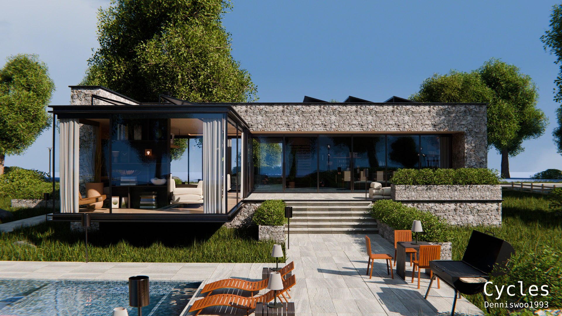 3D 13 Modern House Neighborhood With Interior For Blender Eevee And ...