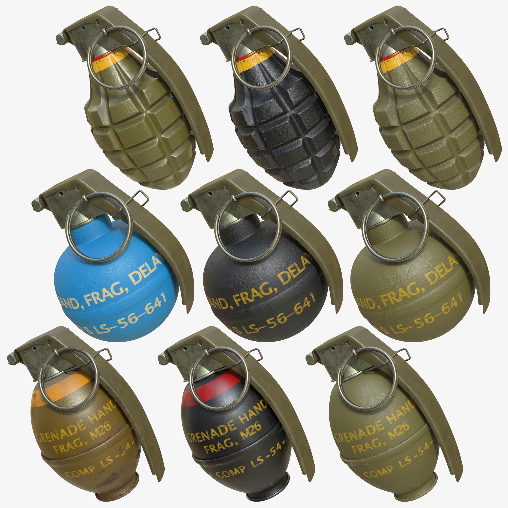 Grenades pack 02 3D model - TurboSquid 1254750