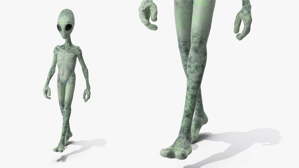 3D green alien walking pose model - TurboSquid 1628927