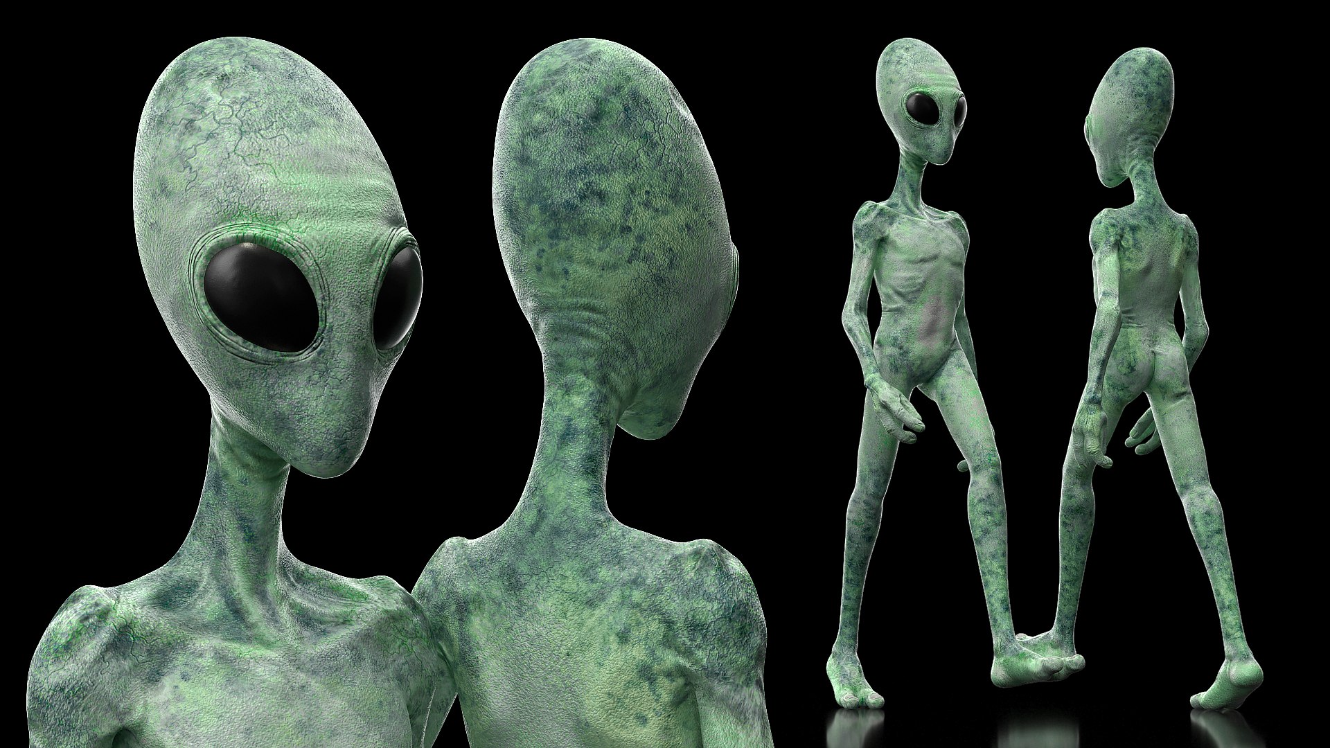 3D Green Alien Walking Pose Model - TurboSquid 1628927