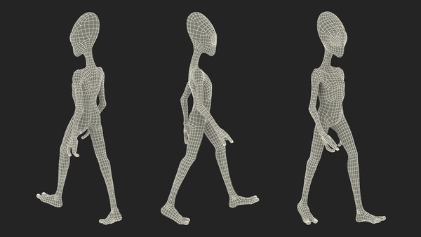 3D green alien walking pose model - TurboSquid 1628927