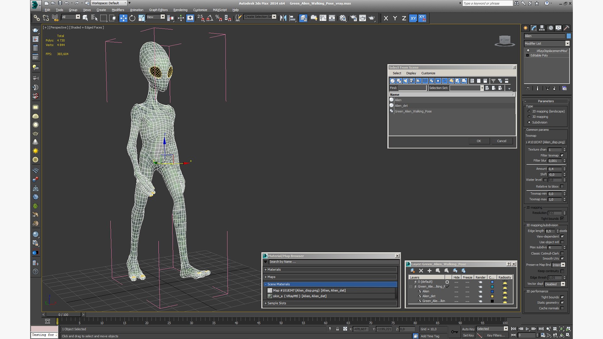 3D Green Alien Walking Pose Model - TurboSquid 1628927