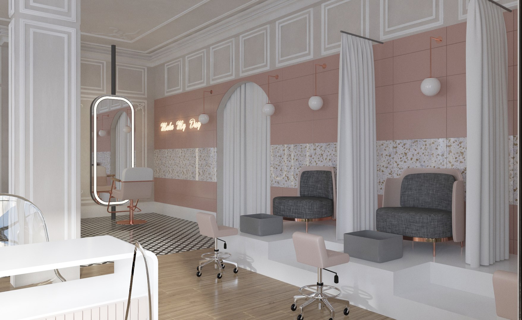Hairdresser And Nail Salon Interior 3D Model - TurboSquid 1893887