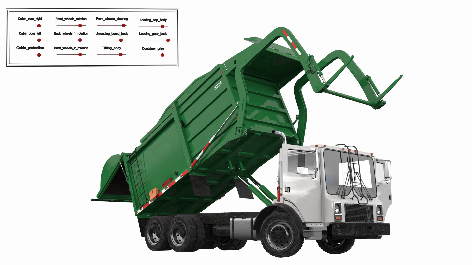 Refuse Truck With Front Loader Rigged 3D - TurboSquid 2500685
