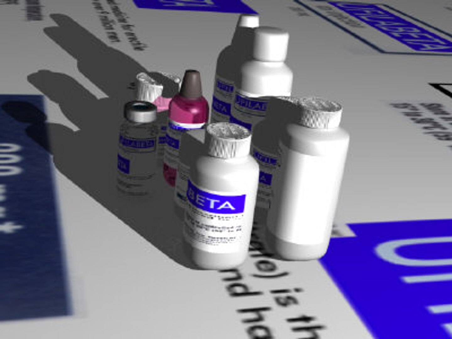 3d model of generic pill medicine bottles