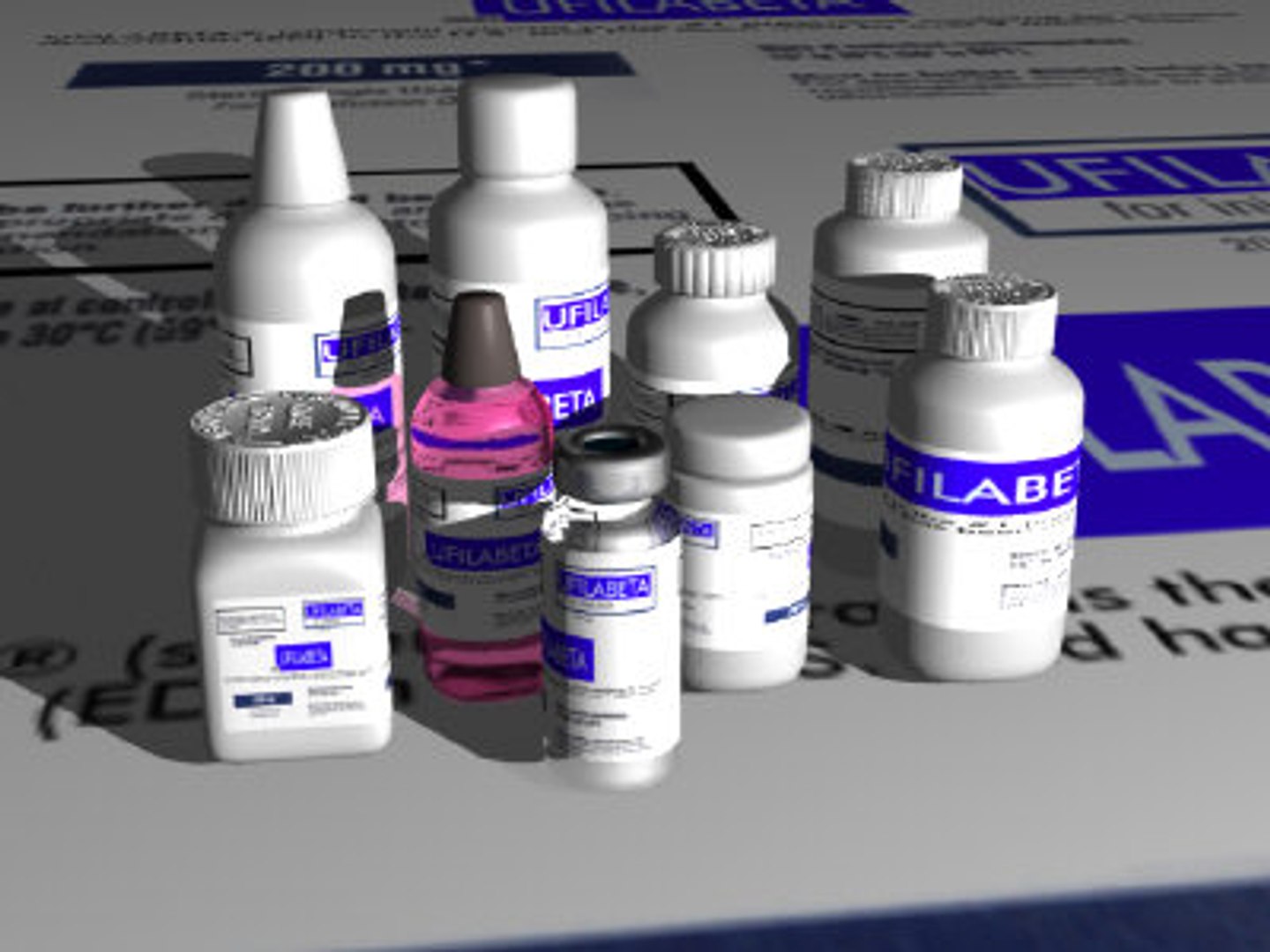 3d model of generic pill medicine bottles