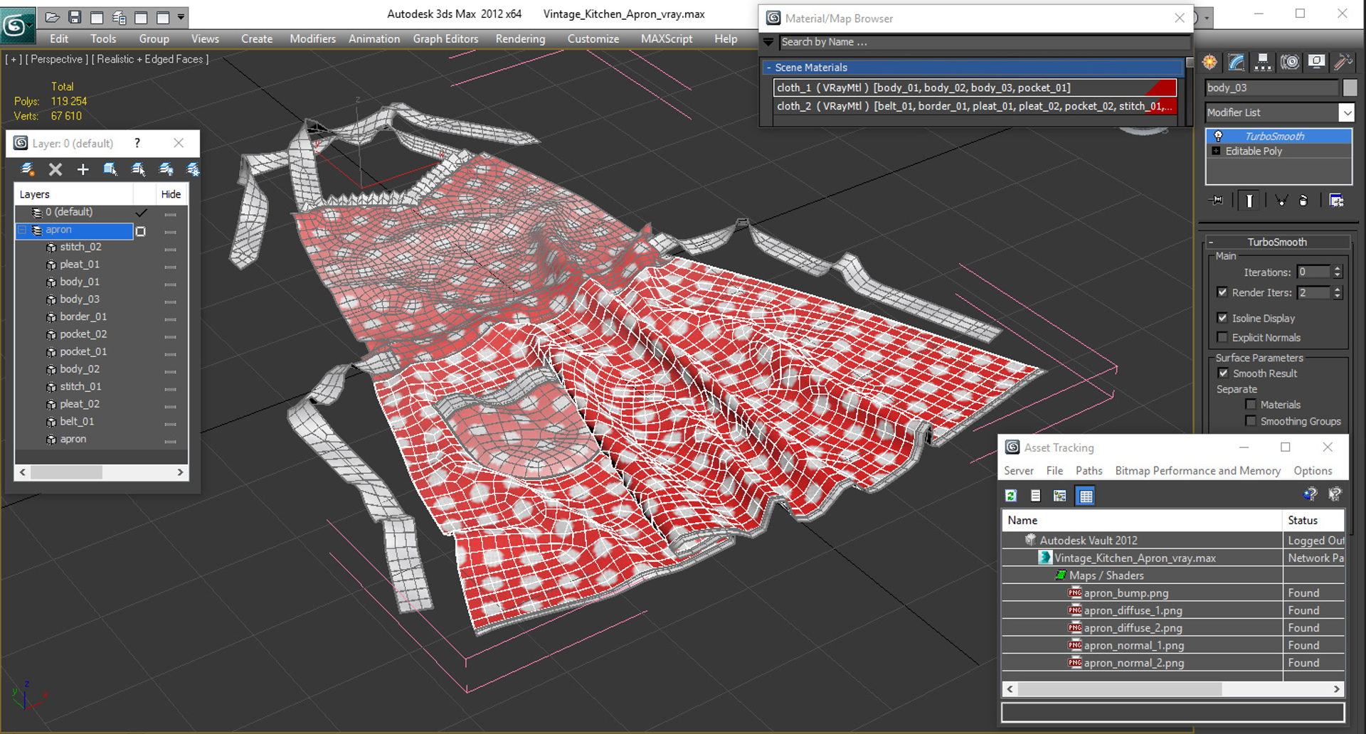 Vintage kitchen apron 3D model - TurboSquid 1305554