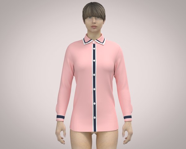 Ladies Pink Shirt model - TurboSquid 1938937