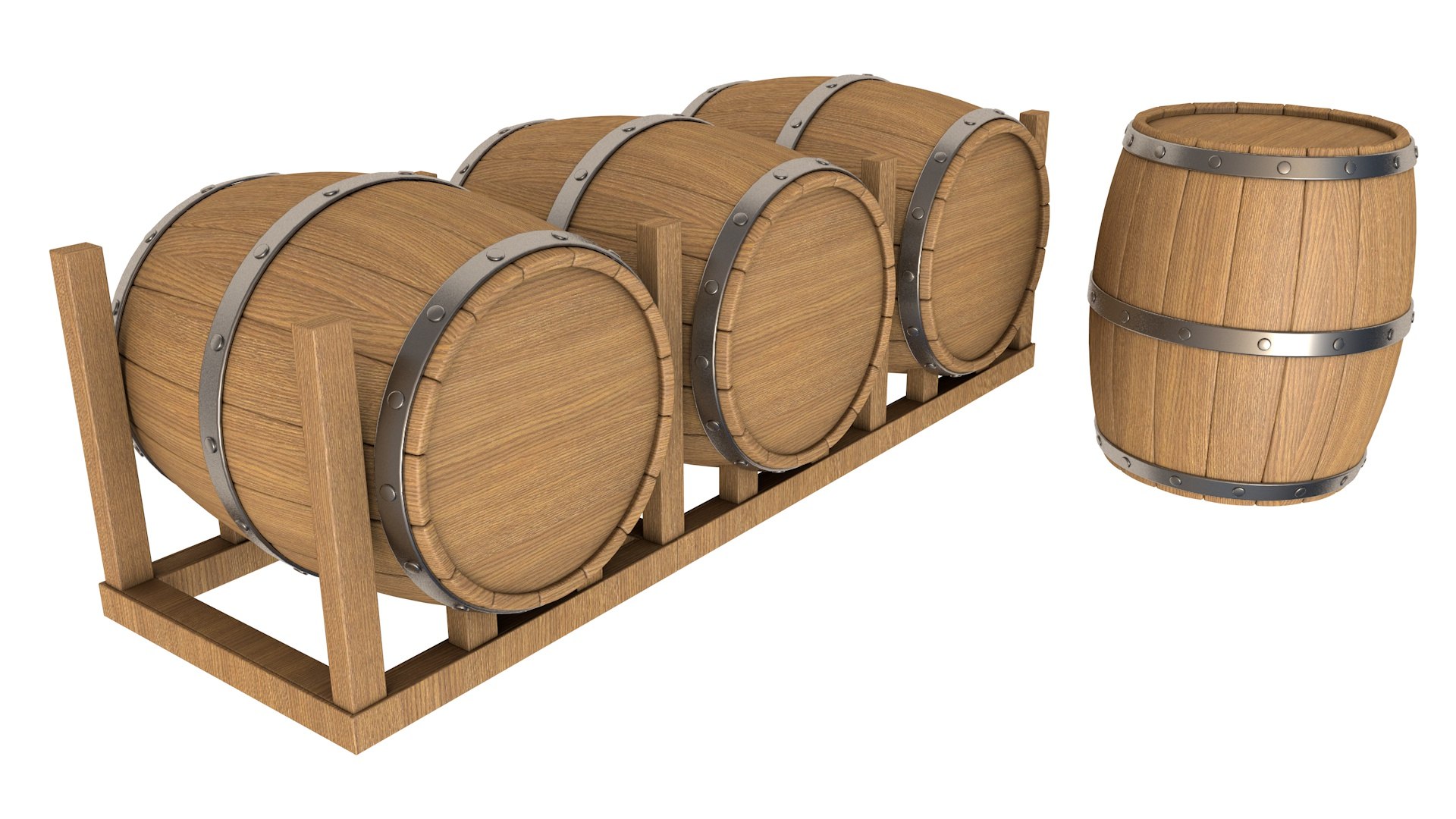 Wooden Barrels 3D Model - TurboSquid 1840306