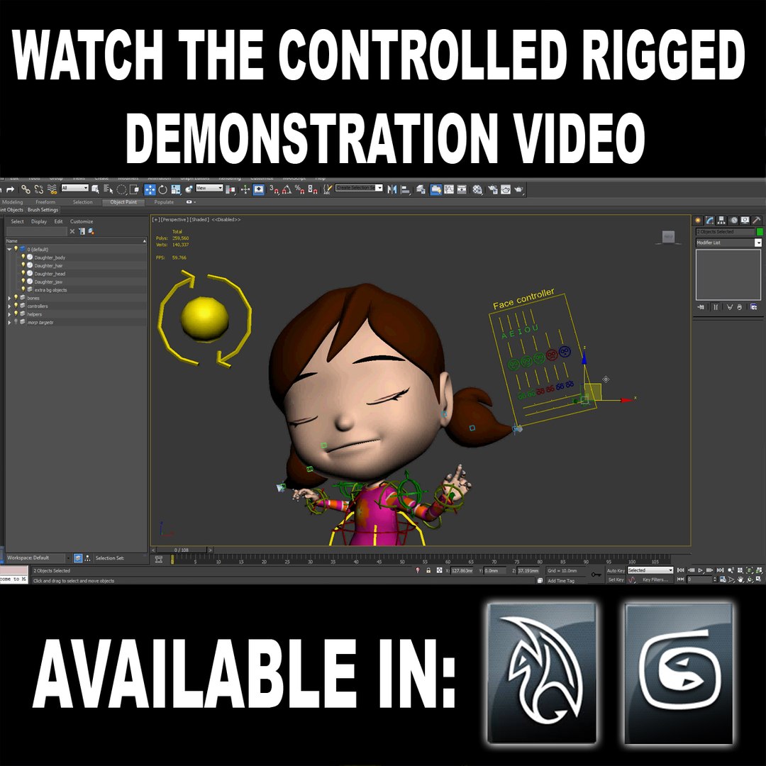 Dugm06 Rigged Cartoon Girl 3d Model